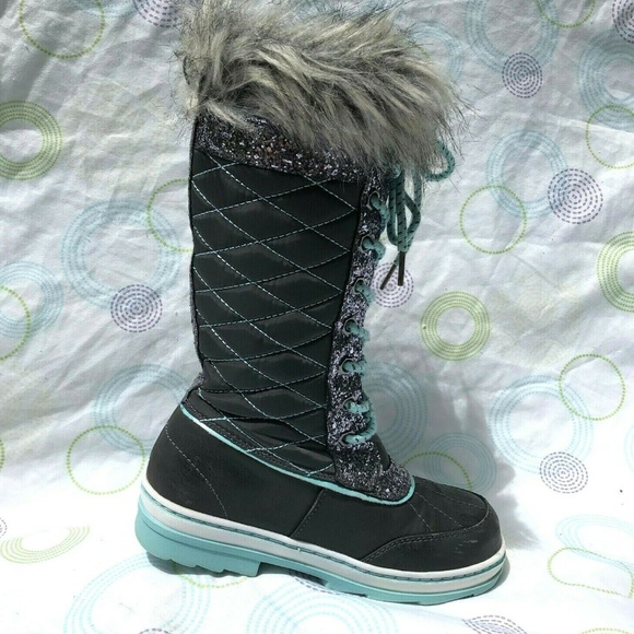 Justice | Shoes | Justice Fur Lace Quilted Tall Snow Boots Youth M ...
